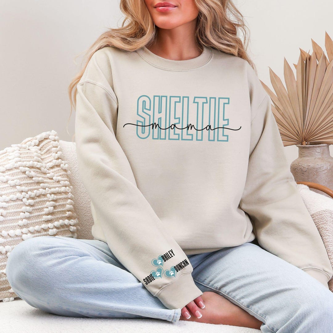 Custom Shetland Sheepdog Mama Sweatshirt, Personalized Dog Mom, Sheltie ...