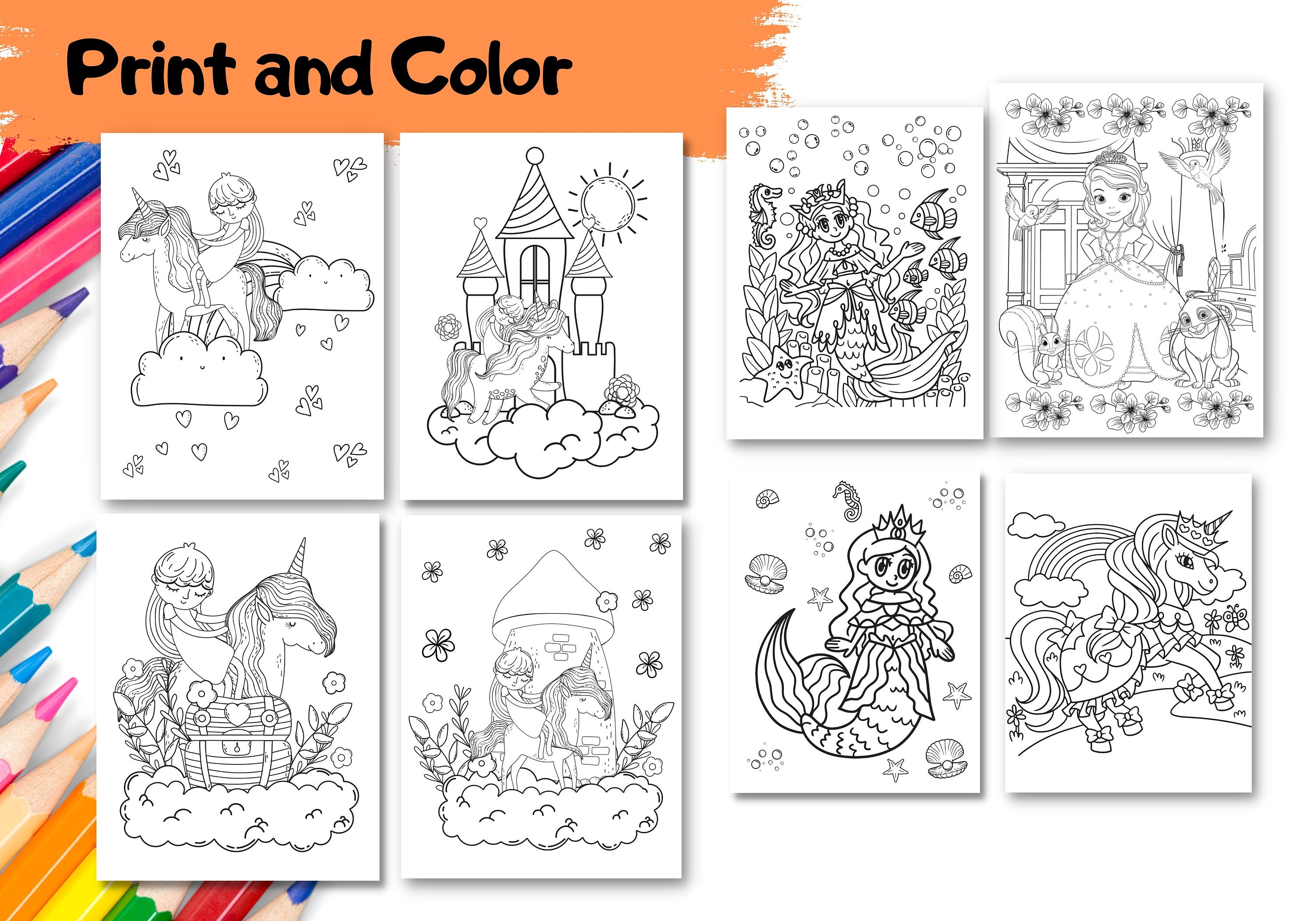 40 PRINTABLE Princess Coloring Pages for Kids | Princess Birthday Party ...