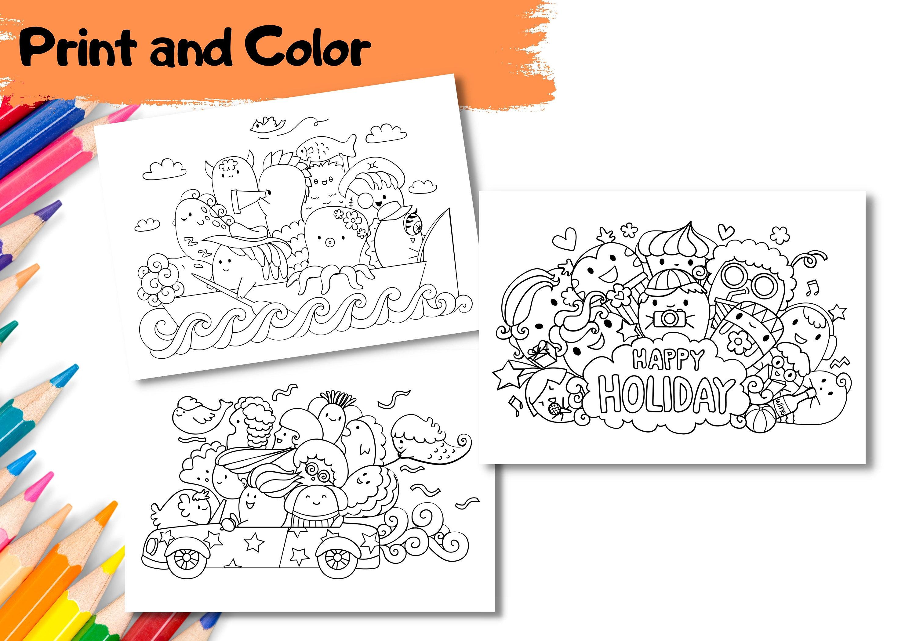 10 PRINTABLE Monster Coloring Pages | Birthday Party Activity, PDF ...