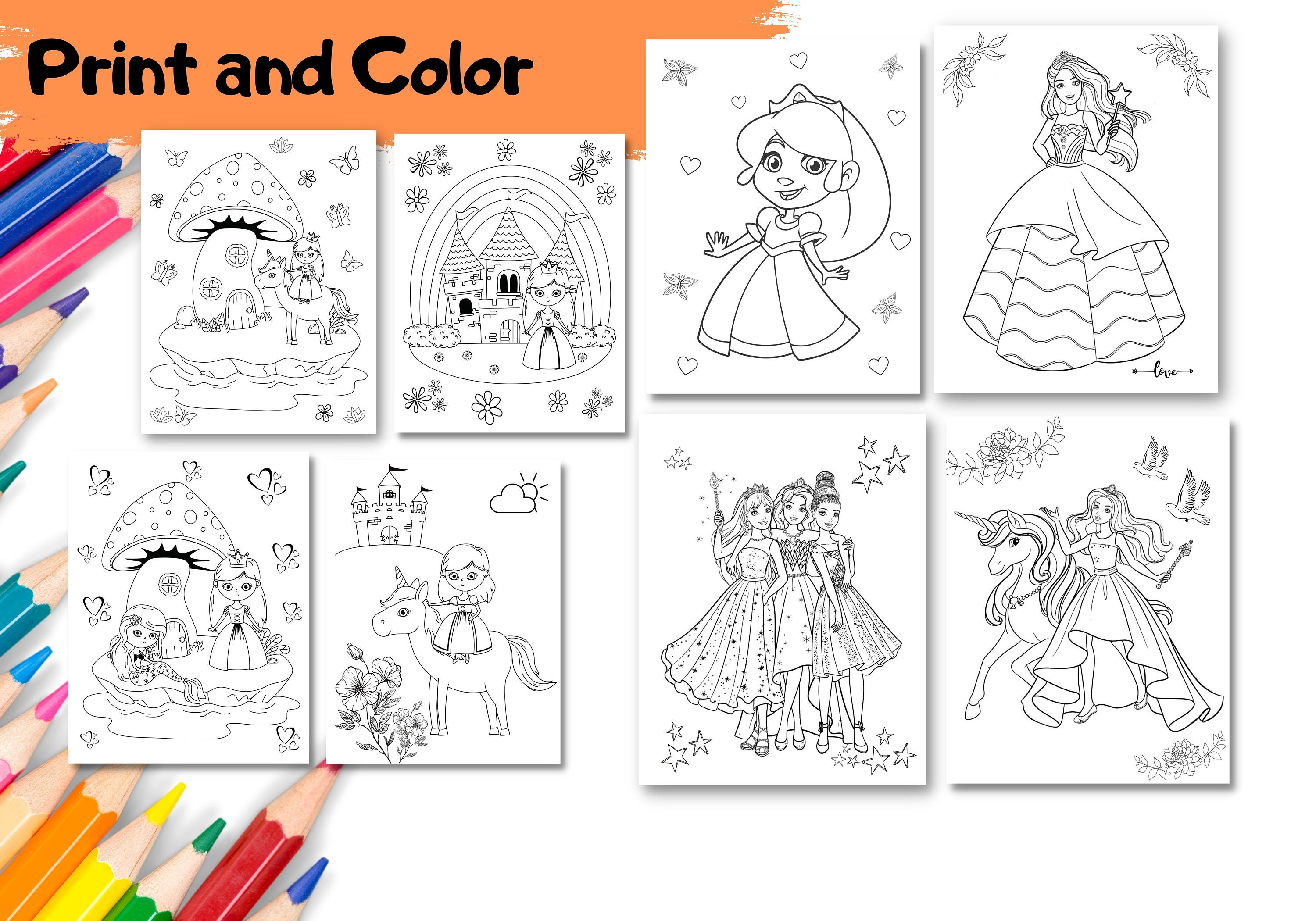 40 PRINTABLE Princess Coloring Pages for Kids | Princess Birthday Party ...