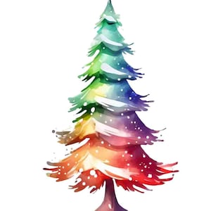 Rainbow Christmas Tree Clipart 12 Png Digital Images, for Journaling ...