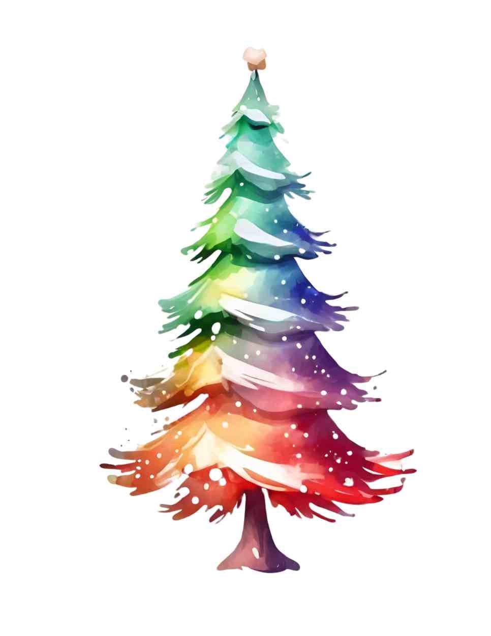 Rainbow Christmas Tree Clipart 12 Png Digital Images, for Journaling ...