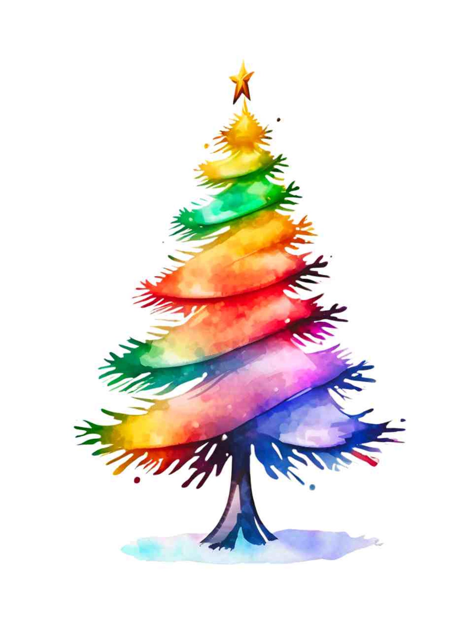 Rainbow Christmas Tree Clipart 12 Png Digital Images, for Journaling ...