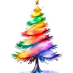 Rainbow Christmas Tree Clipart 12 Png Digital Images, for Journaling ...