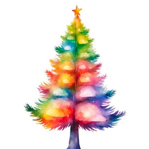 Rainbow Christmas Tree Clipart 12 Png Digital Images, for Journaling ...