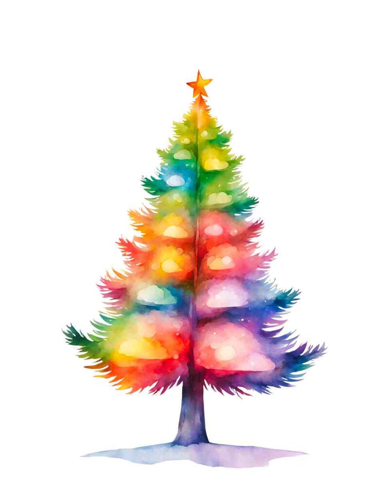 Rainbow Christmas Tree Clipart 12 Png Digital Images, for Journaling ...