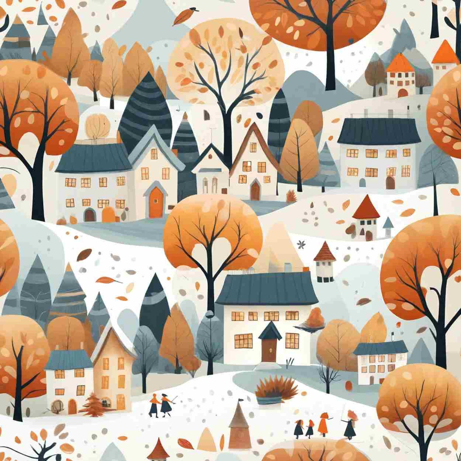 Autumn City Watercolor Clipart, 12 JPG Digital Papers, for Scrapbooking ...