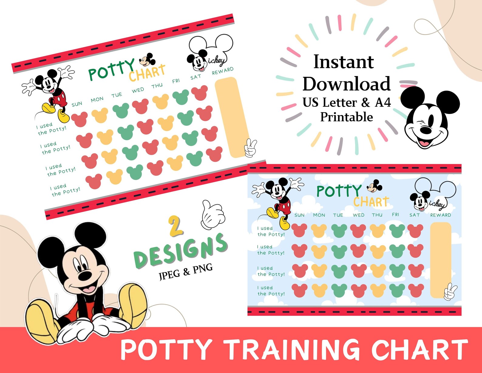 Mickey Potty Training Chart, Printable Mickey Mouse Potty Training ...