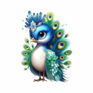 Cute Adorable Peacock Clipart Bundle 12 JPG Images, for Journaling ...
