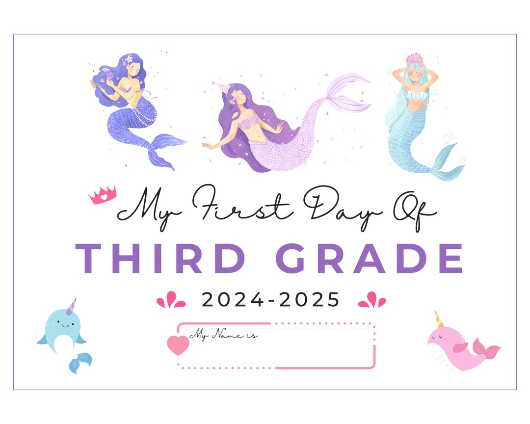 First Day of School Sign 3rd Grade Printable, Digital Instant Download ...