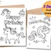 PRINTABLE Happy Birthday Unicorns Coloring Card | Color Your Own DIY ...