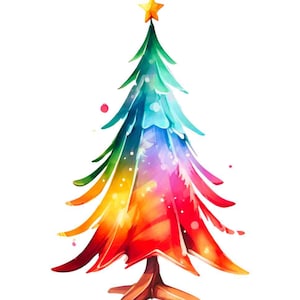 Rainbow Christmas Tree Clipart 12 Png Digital Images, for Journaling ...