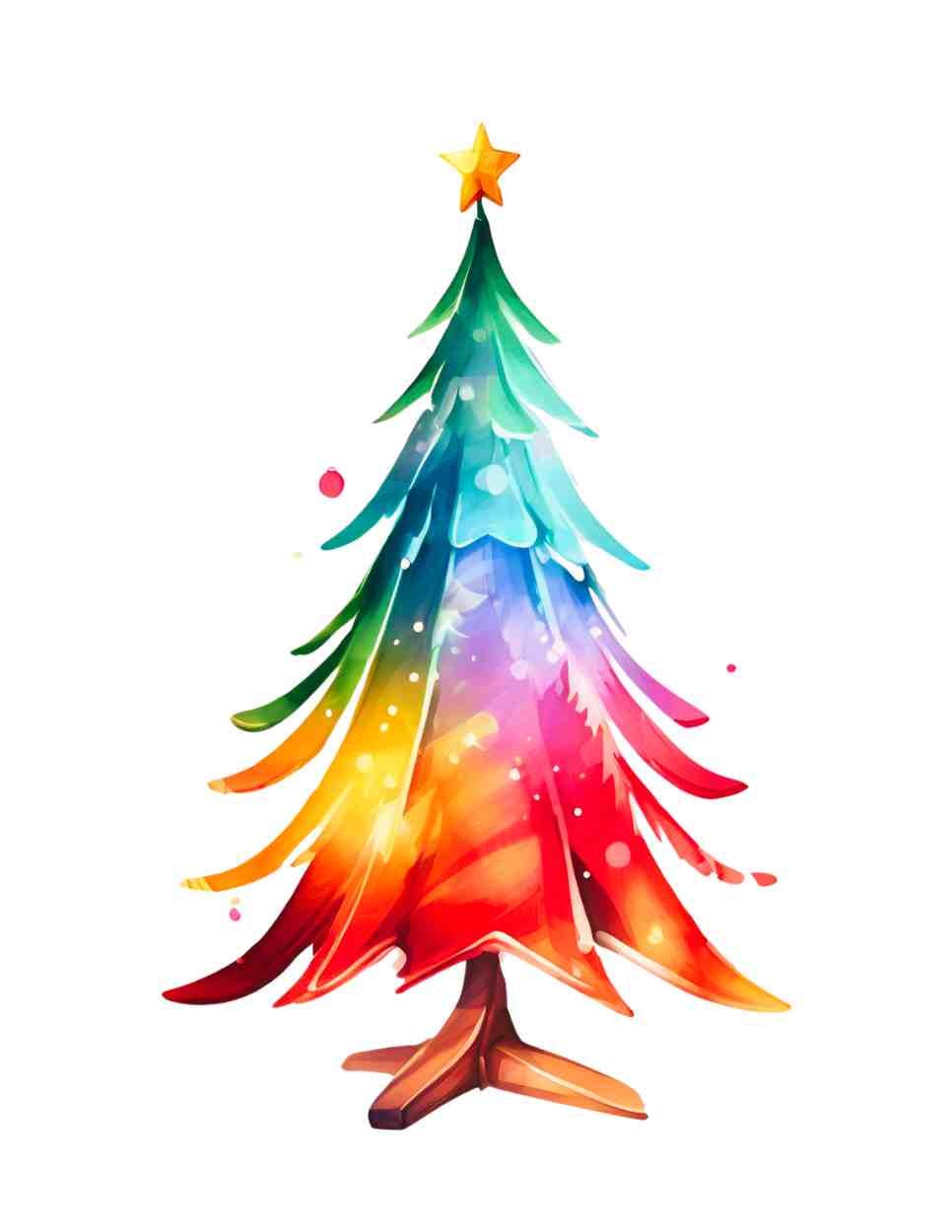 Rainbow Christmas Tree Clipart 12 Png Digital Images, for Journaling ...
