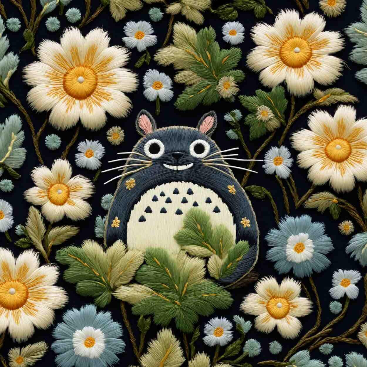 Ghibli Embroidery Pattern Inspired Clipart 7 JPG Patterns, Japanese ...