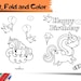 PRINTABLE Happy Birthday Unicorns Coloring Card | Color Your Own DIY ...