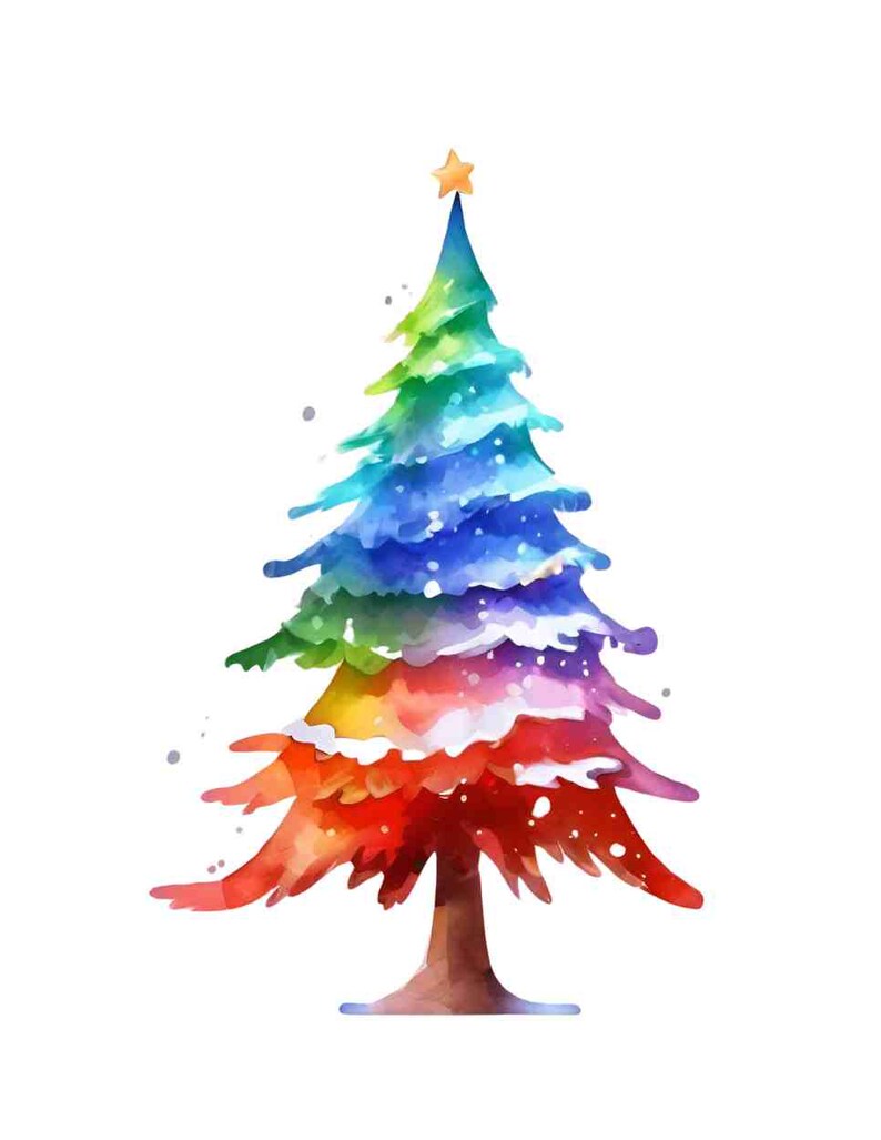 Rainbow Christmas Tree Clipart 12 Png Digital Images, for Journaling ...