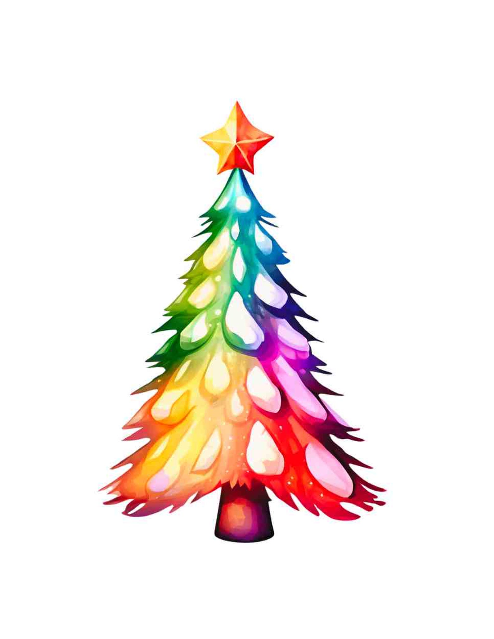 Rainbow Christmas Tree Clipart 12 Png Digital Images, for Journaling ...