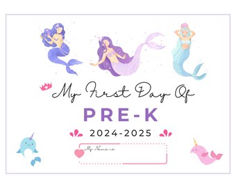 First Day of School Sign Pre-k Printable, Digital Instant Download ...