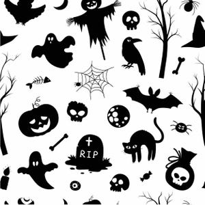 Halloween, Ghosts, Pumpkins, Doodle Pattern Clipart, 10 JPG Digital ...