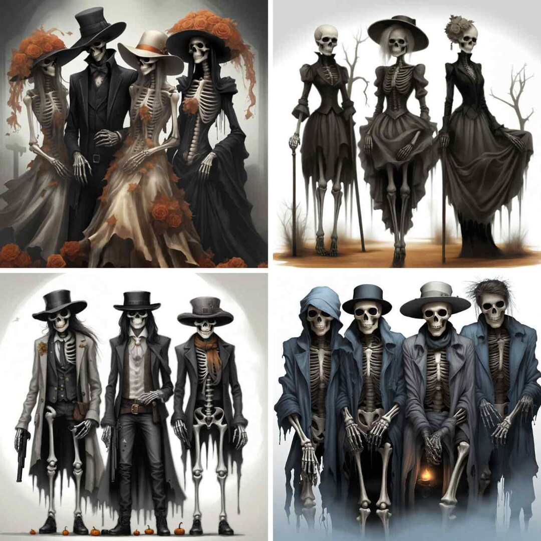 Halloween Skeleton Clipart 12 JPG Sublimation Design for Scrapbooking ...