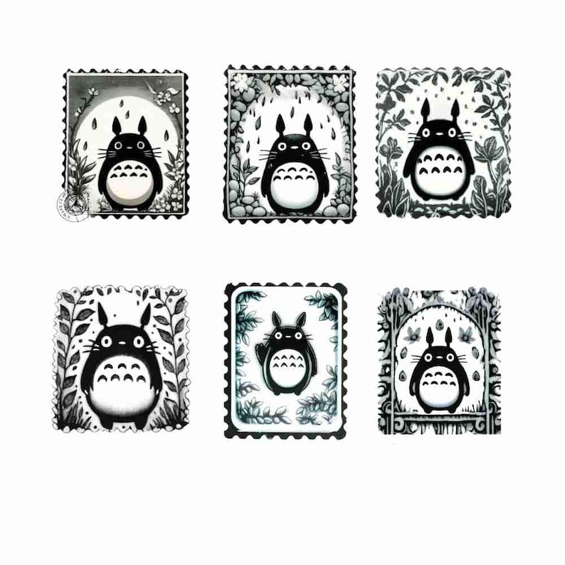 Studio Ghibli Totoro Stamp Inspired Clipart 11 JPG PNG Patterns ...