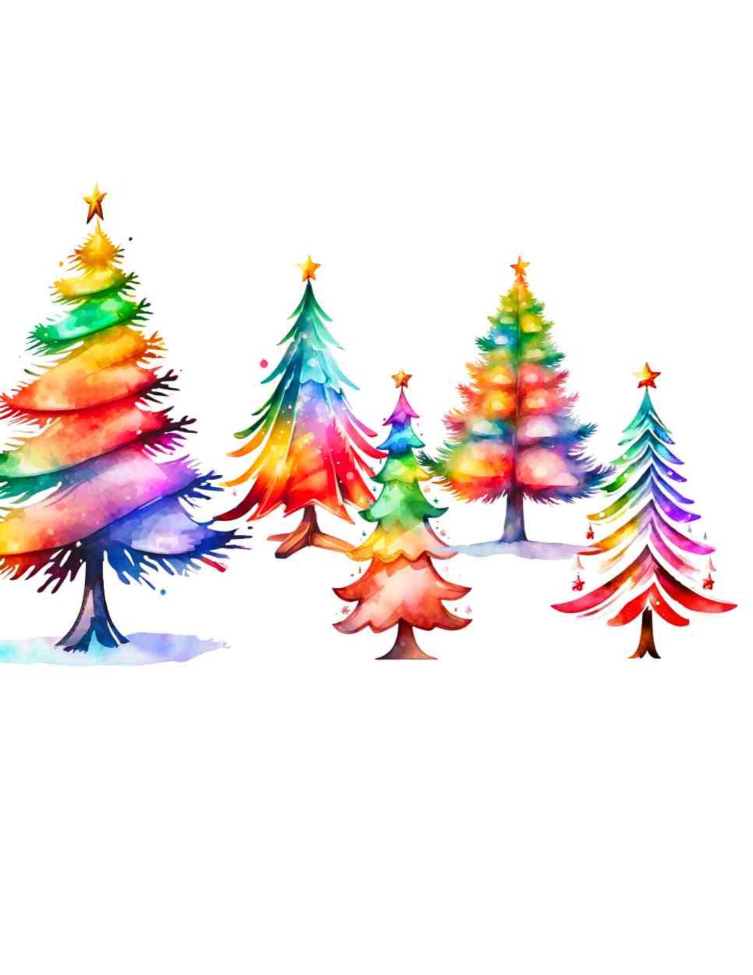 Rainbow Christmas Tree Clipart 12 Png Digital Images, for Journaling ...