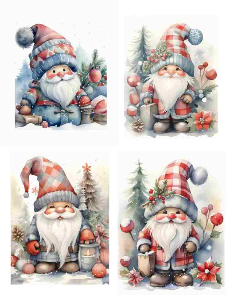 Christmas Gnome Santa Claus Gnome Clipart 22 Watercolor Jpgs for ...
