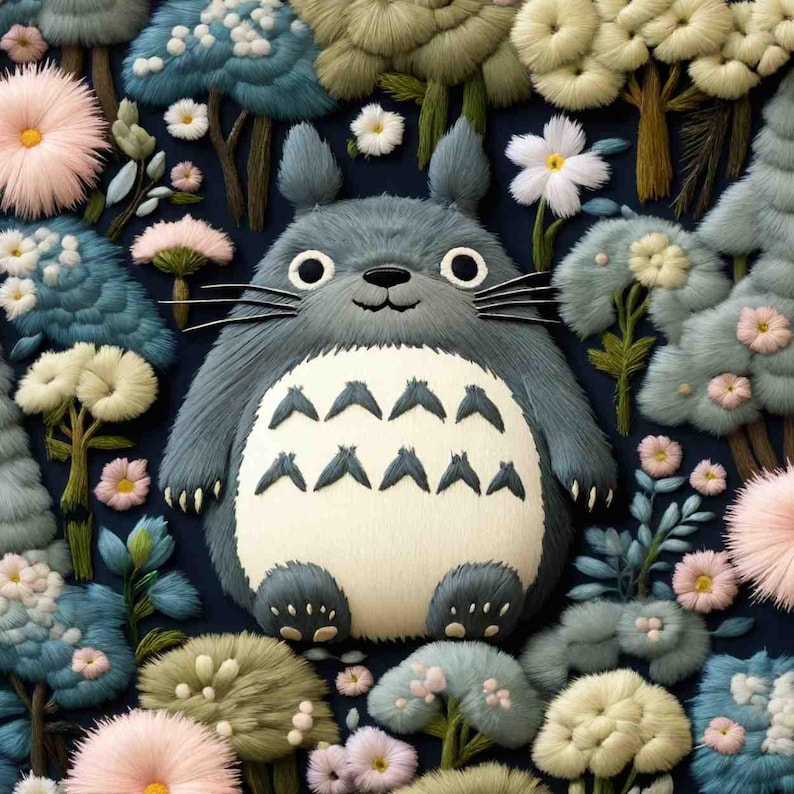 Ghibli Embroidery Pattern Inspired Clipart 7 JPG Patterns, Japanese ...