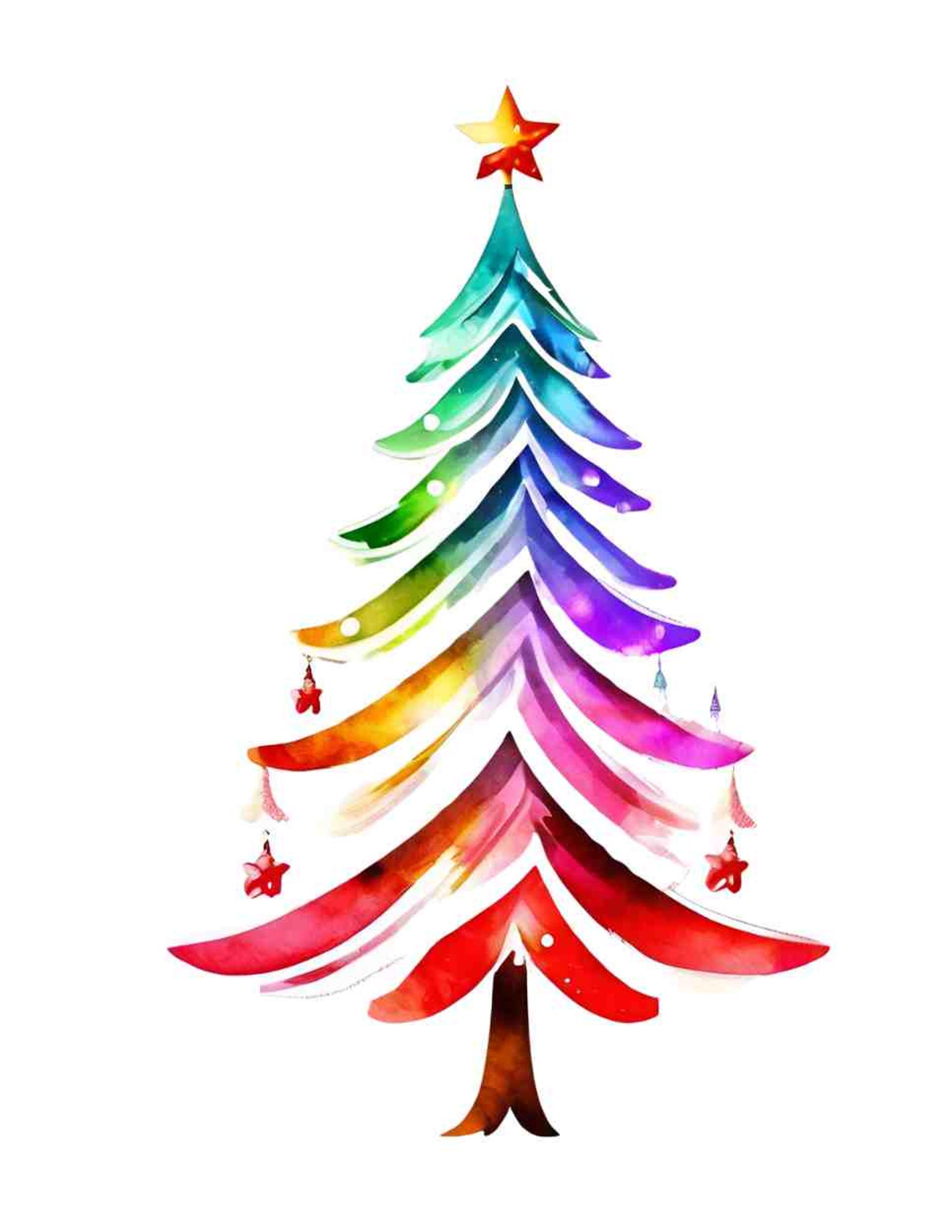 Rainbow Christmas Tree Clipart 12 Png Digital Images, for Journaling ...