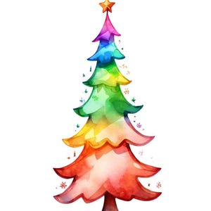 Rainbow Christmas Tree Clipart 12 Png Digital Images, for Journaling ...