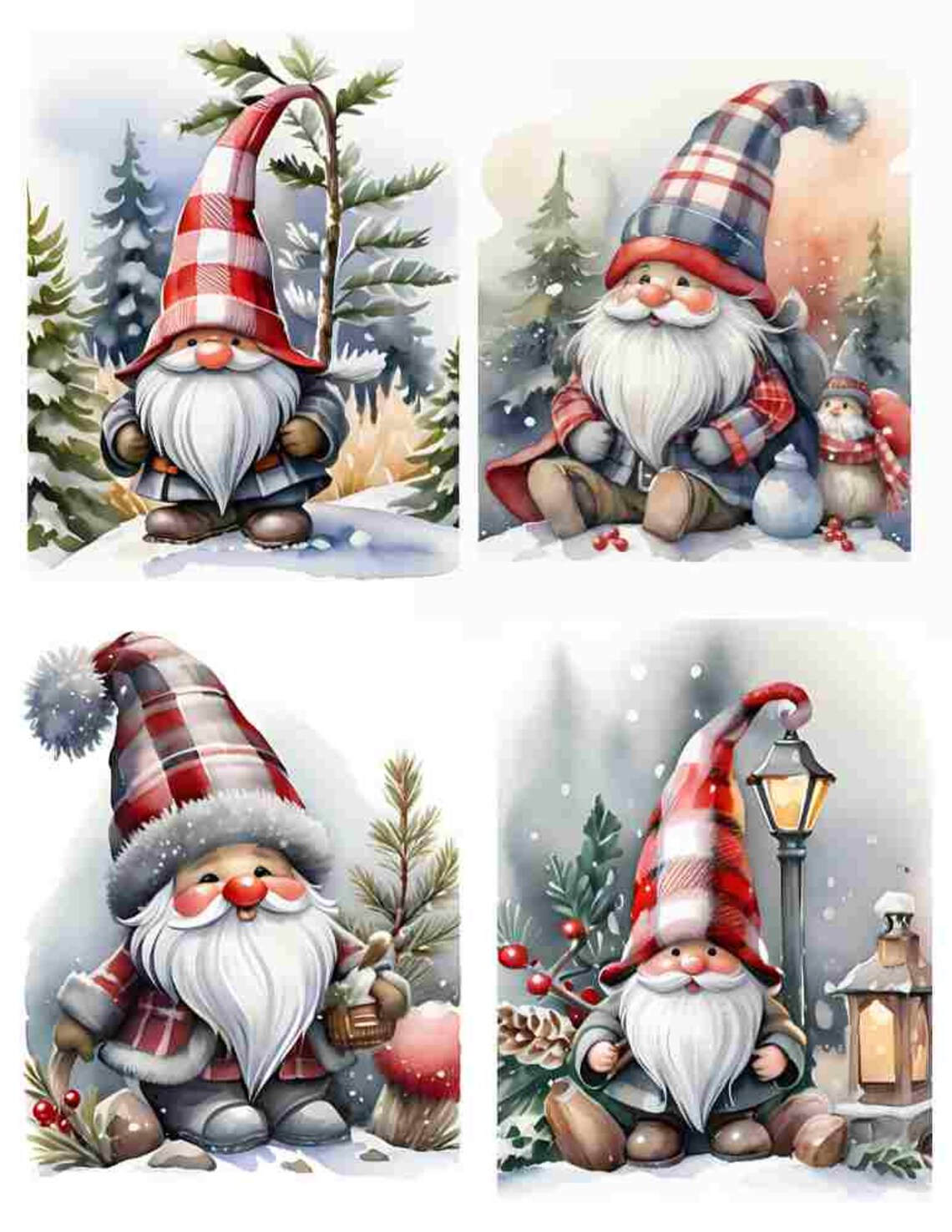 Christmas Gnome Santa Claus Gnome Clipart 22 Watercolor Jpgs for ...