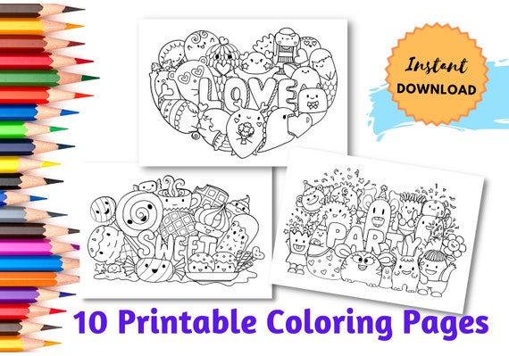 10 PRINTABLE Monster Coloring Pages Birthday Party Activity - Etsy
