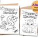 PRINTABLE Happy Birthday Unicorns Coloring Card | Color Your Own DIY ...
