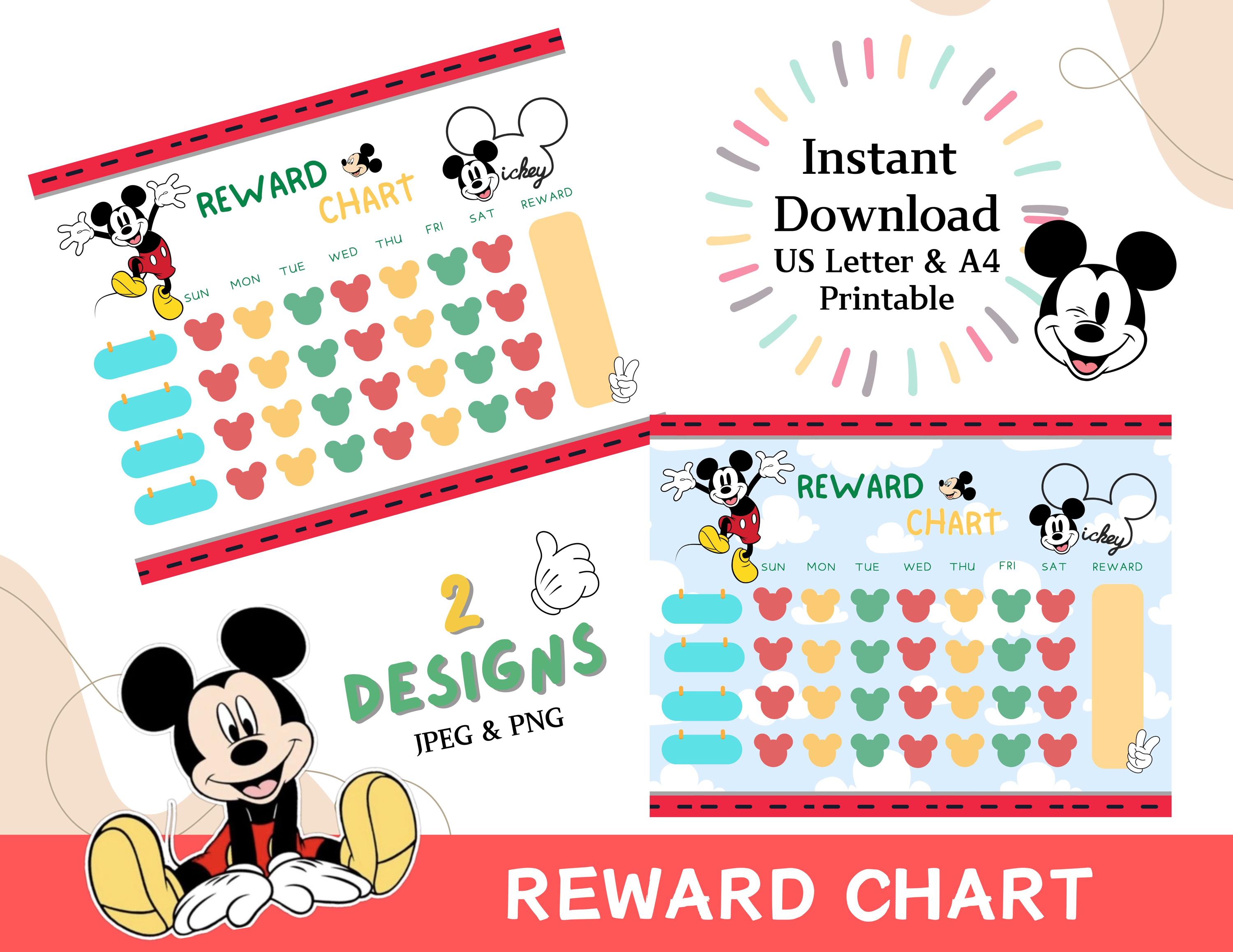 Mickey Mouse Reward Chart, Printable Mickey Mouse Reward Chart, JPG ...