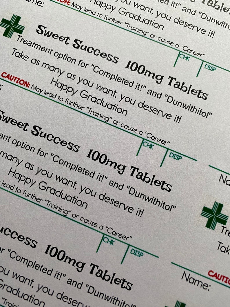 Prescription "sweet Success" - PRINTABLE Funny Graduation Gift ...