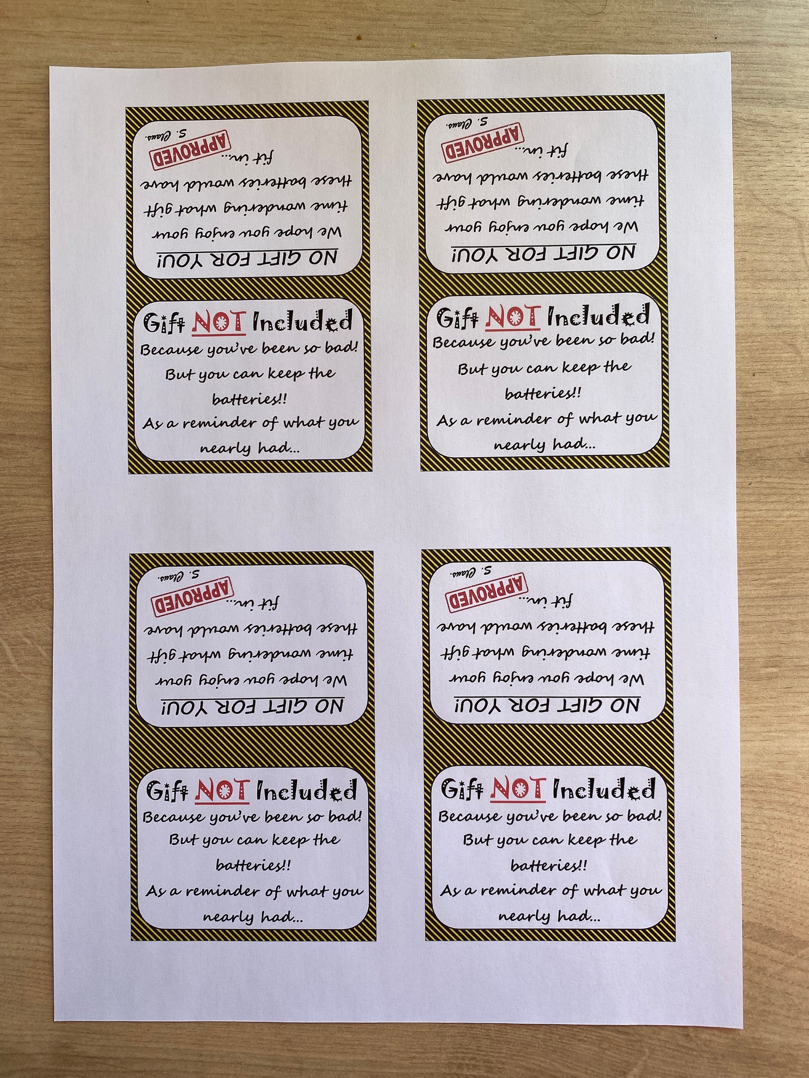 PRINTABLE Gift NOT Included Bag Topper. Novelty Secret Santa Gift ...