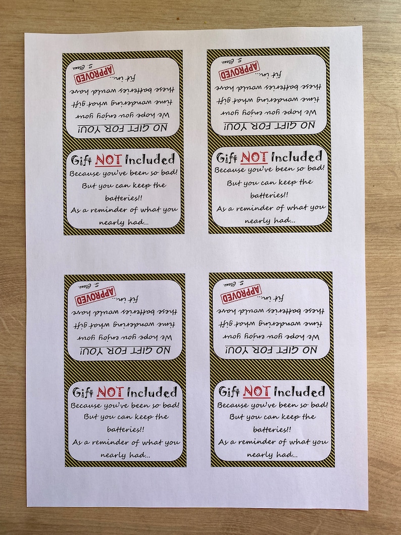 PRINTABLE Gift NOT Included Bag Topper. Novelty Secret Santa Gift ...