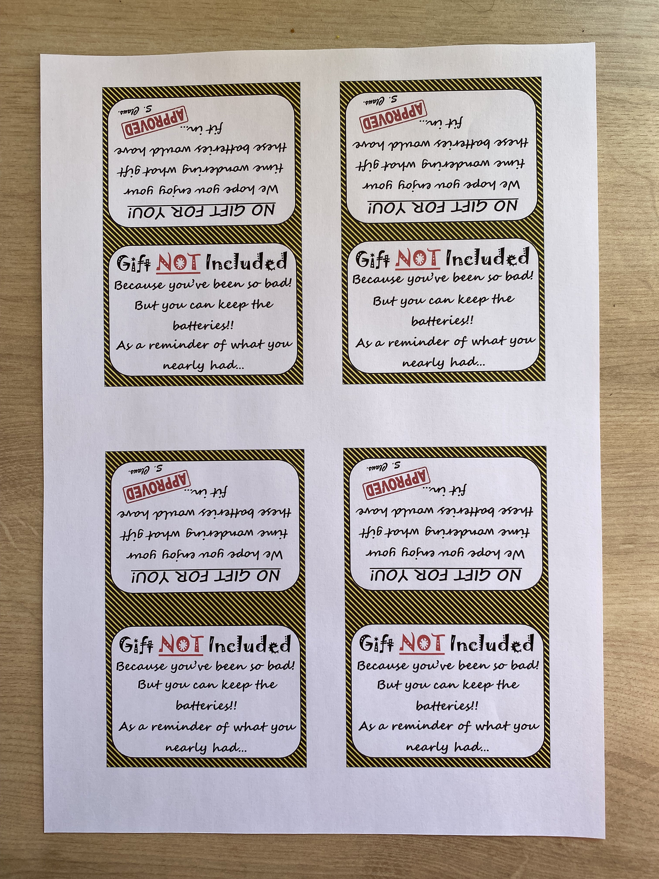 PRINTABLE Gift NOT Included Bag Topper. Novelty Secret Santa Gift ...