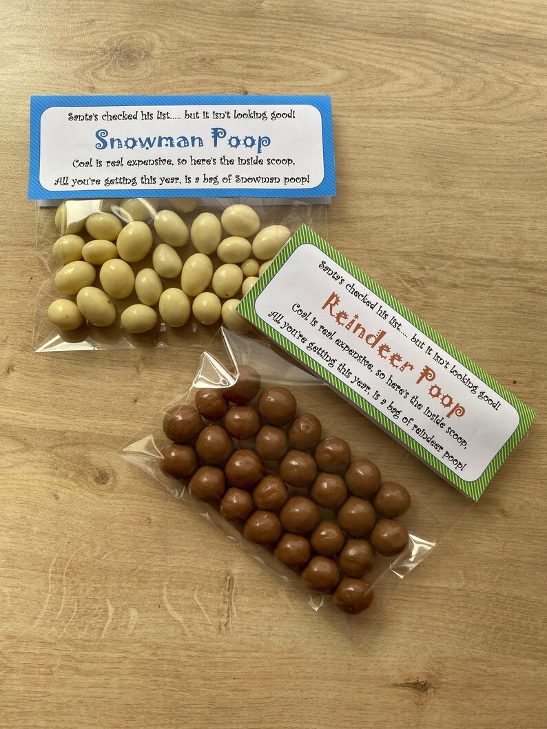 PRINTABLE Reindeer Poop AND Snowman Poop Sweet Topper. - Etsy