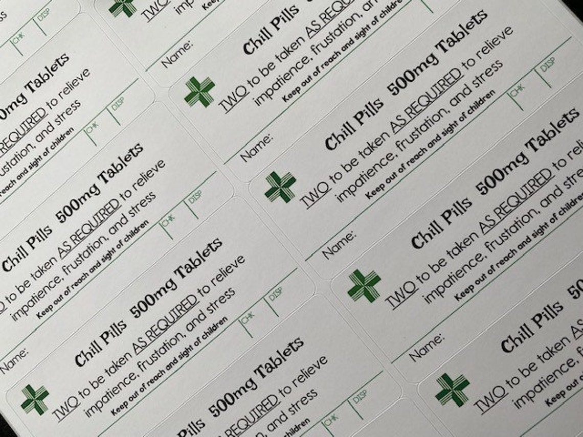 Prescription "chill Pill" Label Printable - Funny Gift for Teacher ...