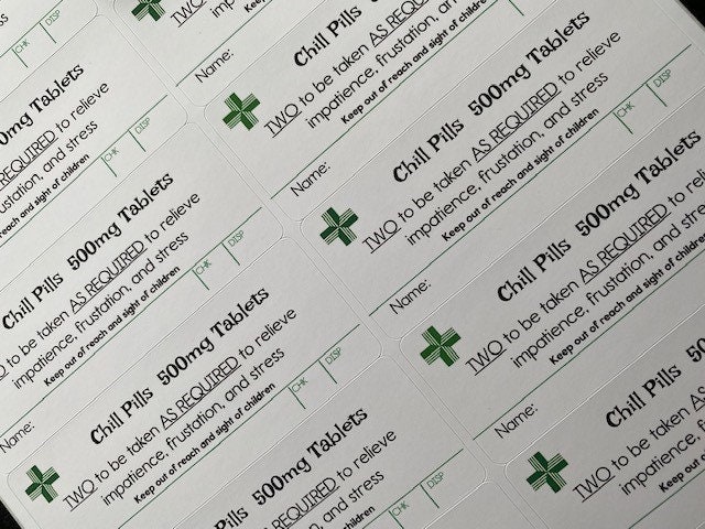 Prescription chill Pill Label Printable Funny Gift for Teacher, Nurse ...