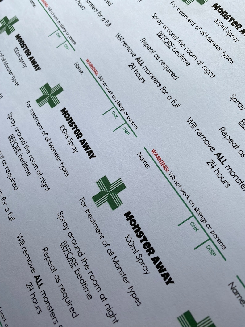 Prescription Monster Away! Printable Prescription Label for Monster ...