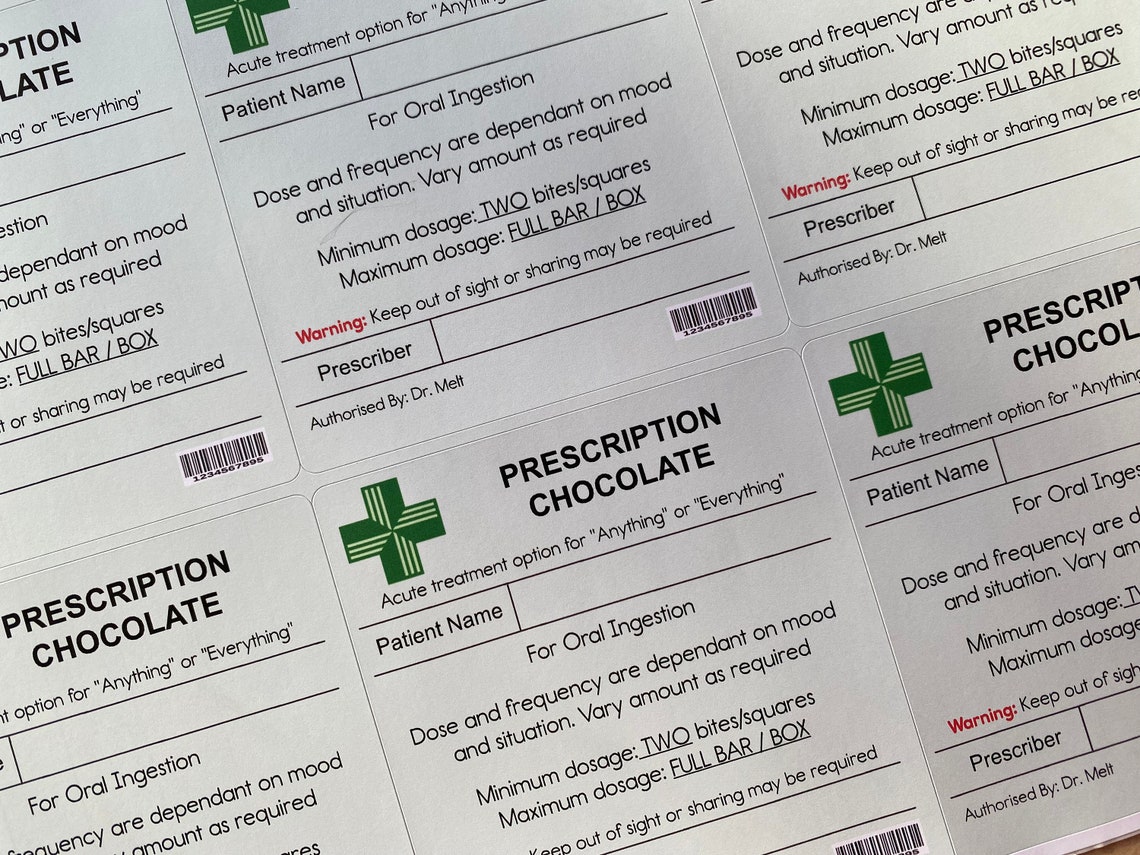 Prescription Chocolate Label! PRINTABLE Prescription Label for All ...