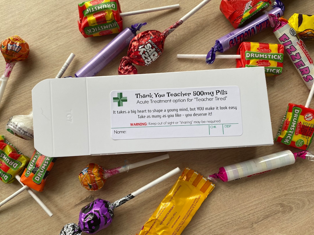 Prescription "thank You Teacher" Printable Label. Printable PDF Label ...