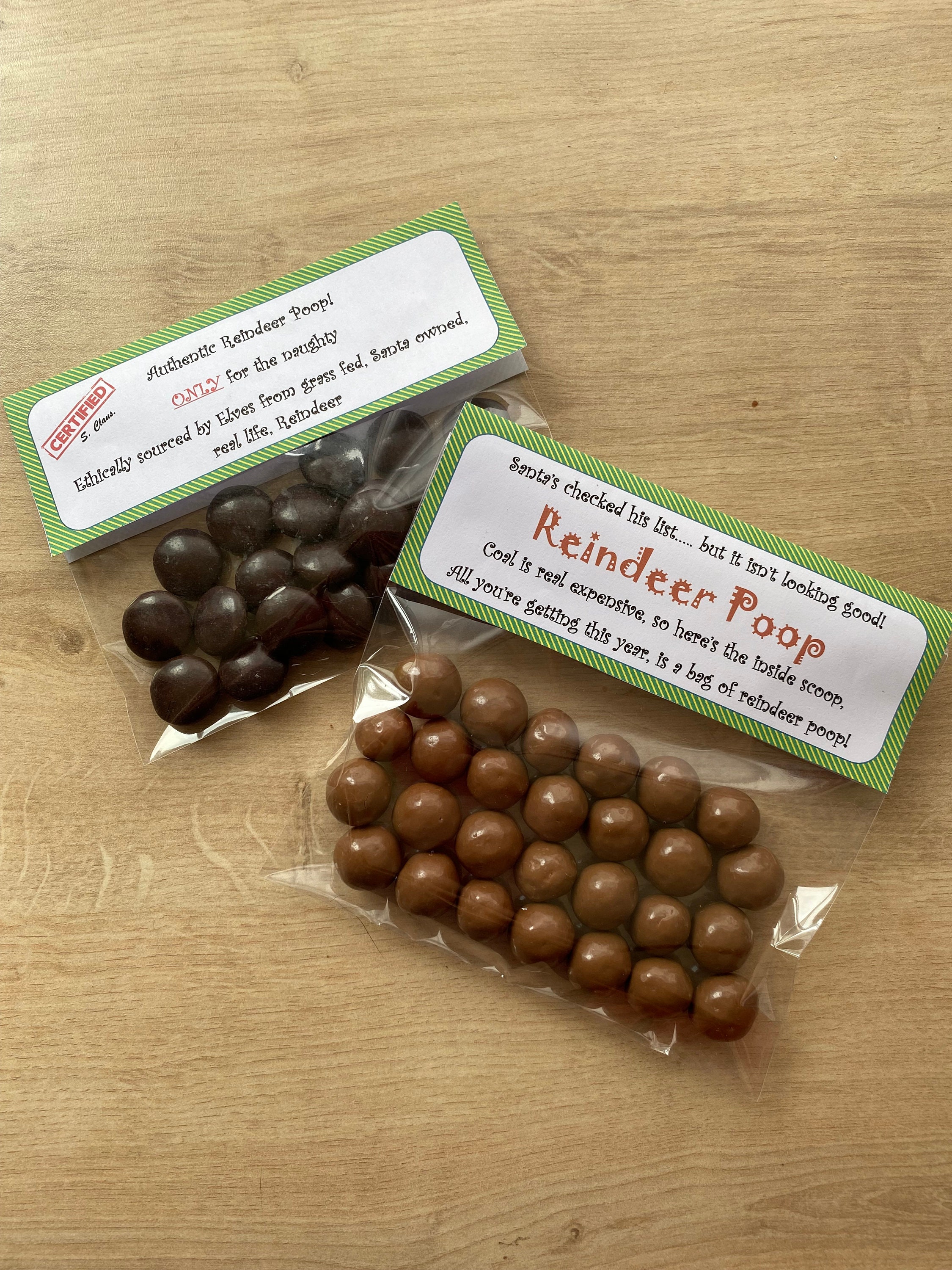 PRINTABLE Reindeer Poop AND Snowman Poop Sweet Topper. Christmas Eve ...