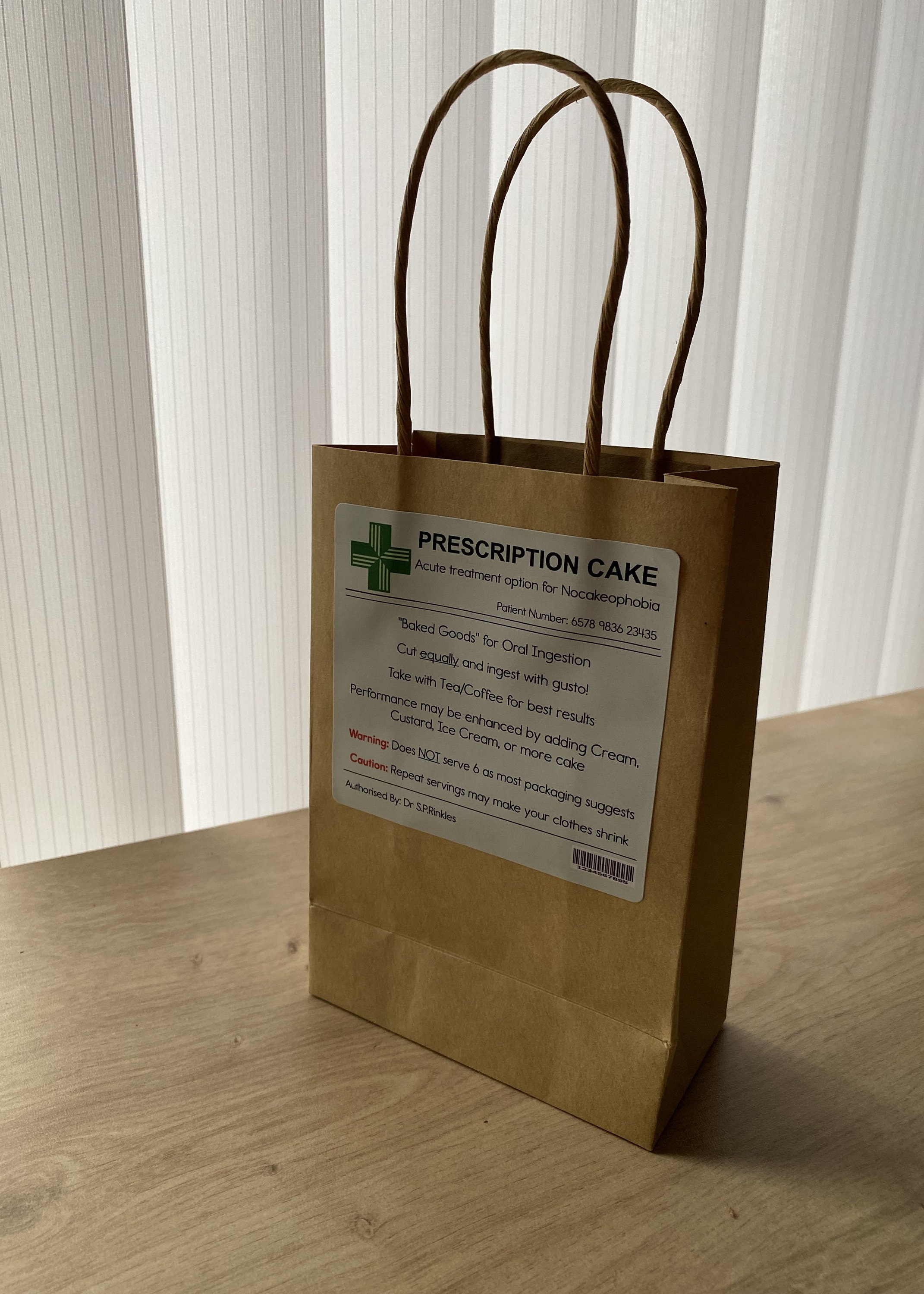 Prescription Cake!! PRINTABLE Prescription Label - as Prescribed by Dr ...