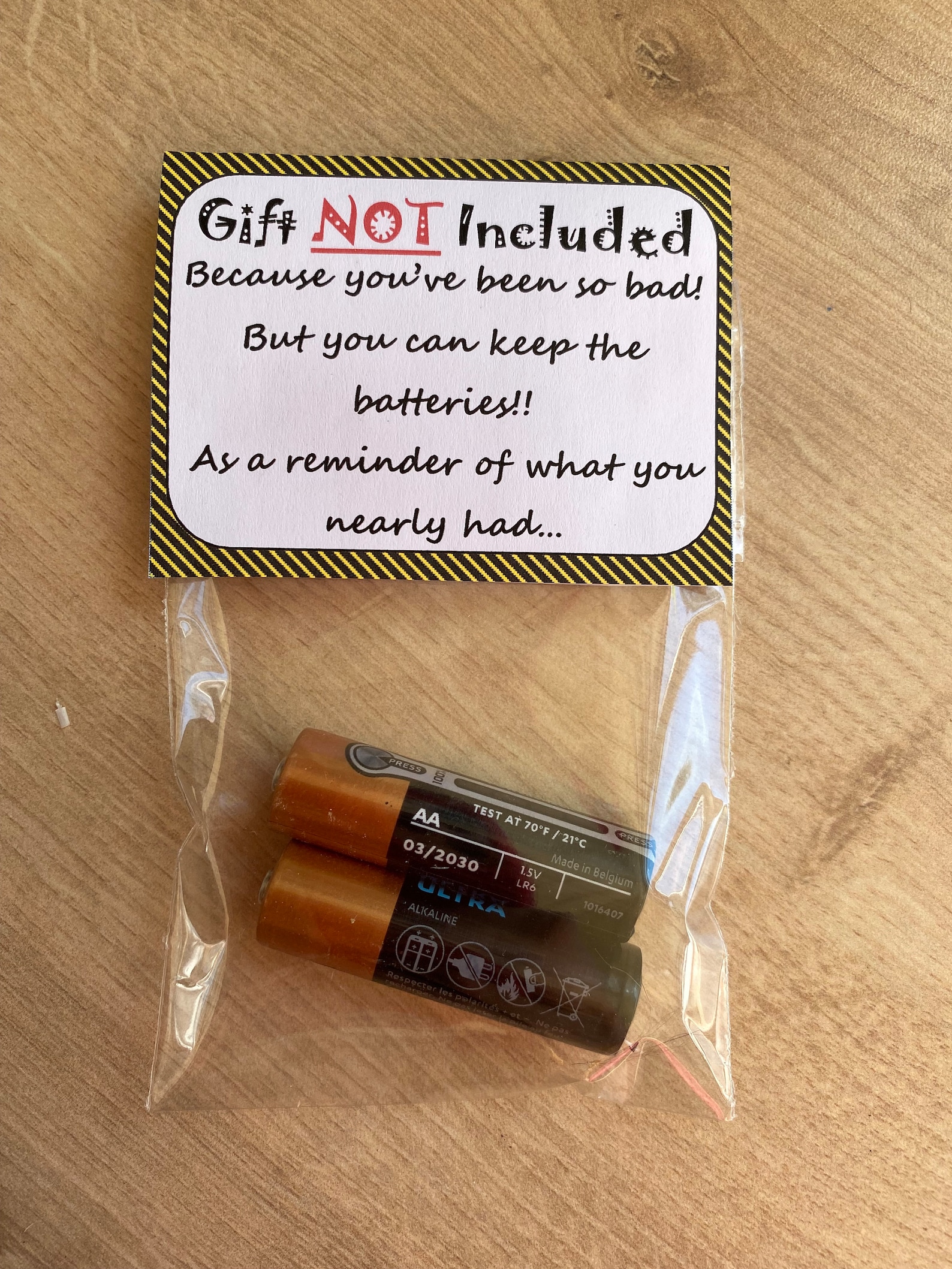 PRINTABLE Gift NOT Included Bag Topper. Novelty Secret Santa Gift ...