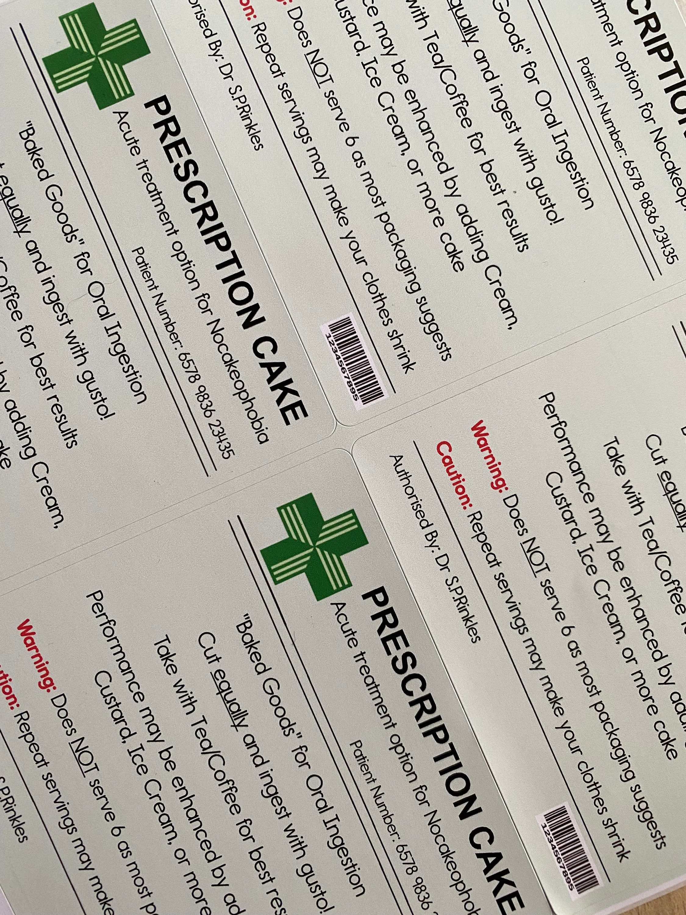 Prescription Cake!! PRINTABLE Prescription Label - as Prescribed by Dr ...