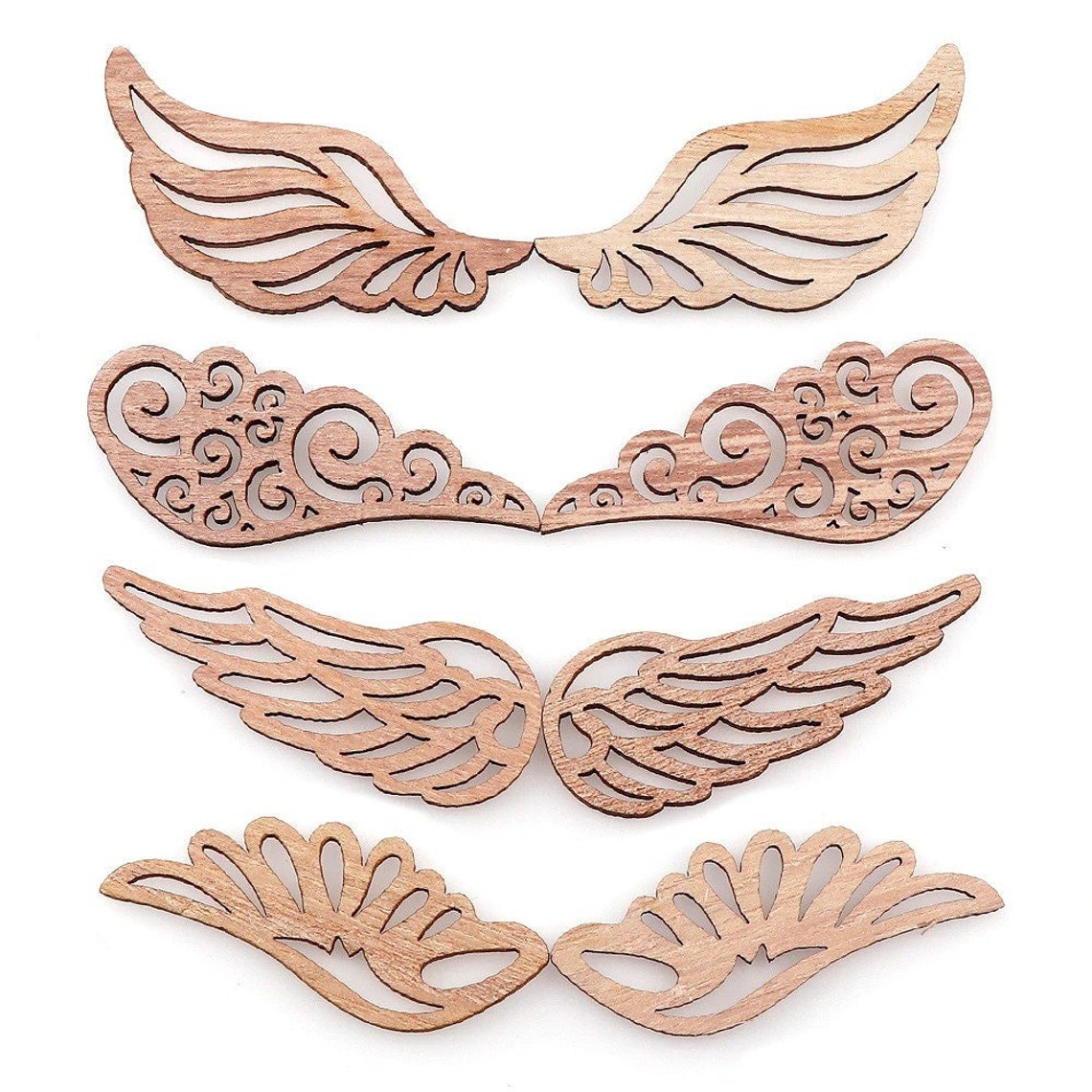 Wooden Angel Wing Shaped Ornaments Craft and DIY 4 Designs - Etsy