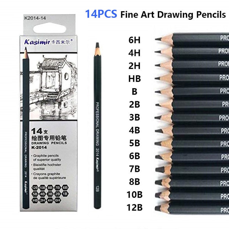 14 PCS Professional Graphite Pencil Set - Etsy